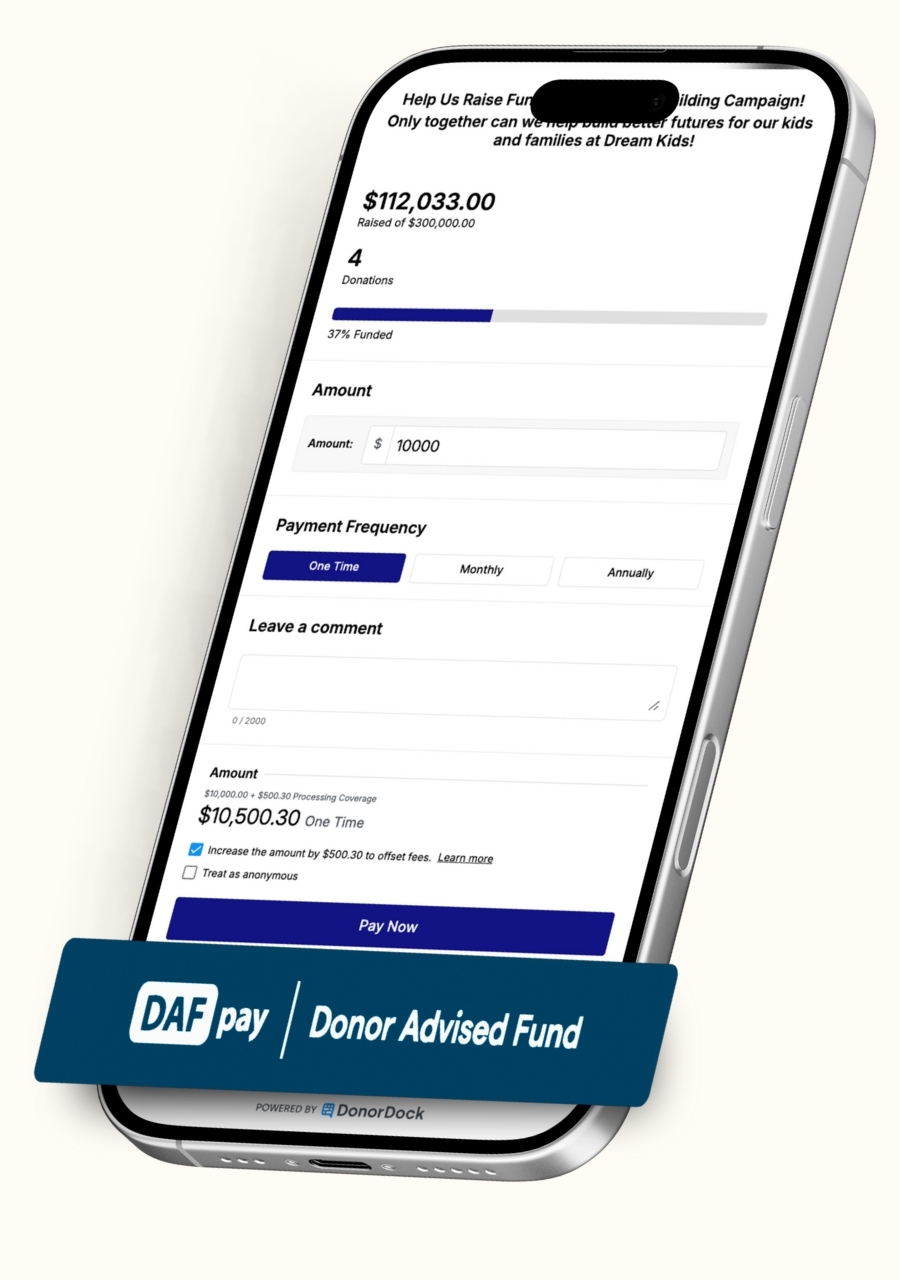 Accept donations - Unlock Donor Advised Fund Giving